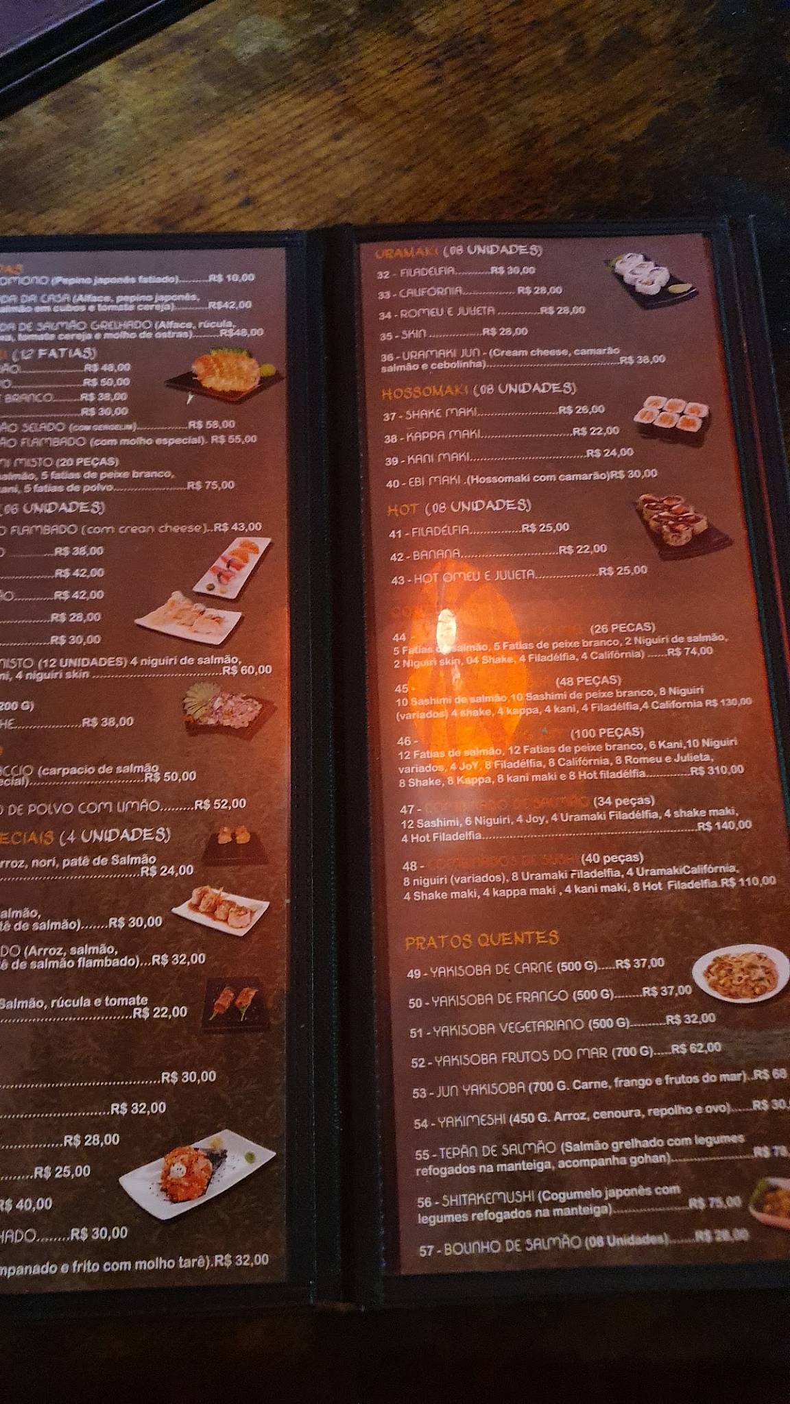 Menu em Jun Sushi Bar, Matinhos