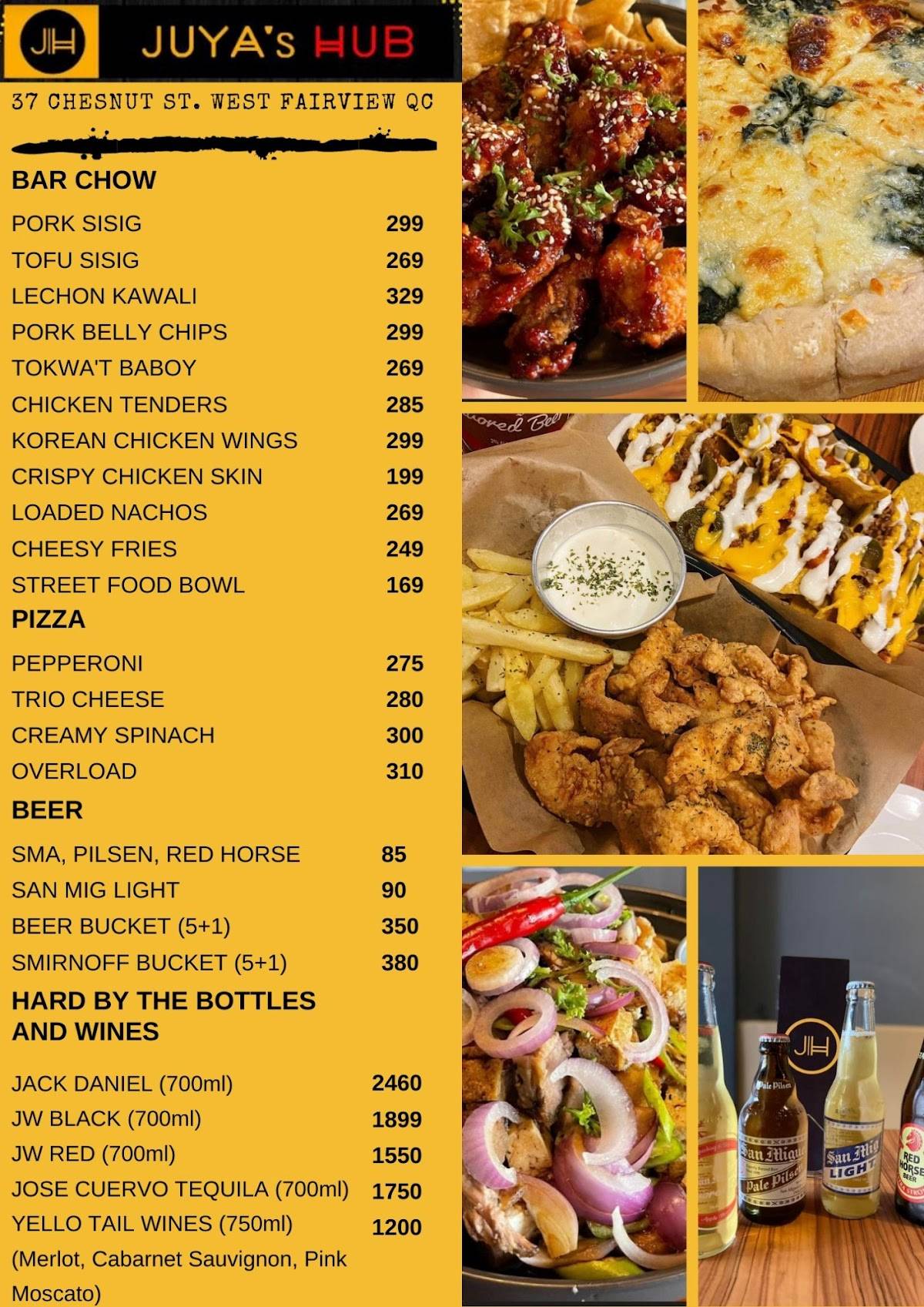 Menu at Juya's Hub pub & bar, Quezon City