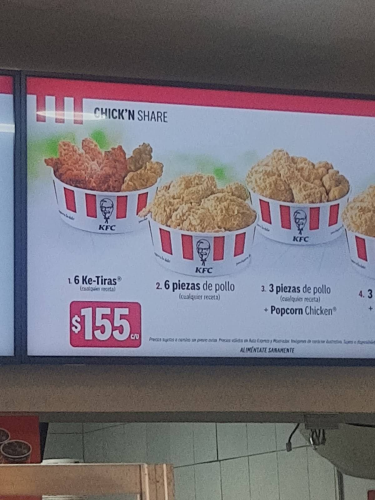 Menu at KFC fast food, Acapulco, Avenida Cuauhtémoc 1105 Lote 6