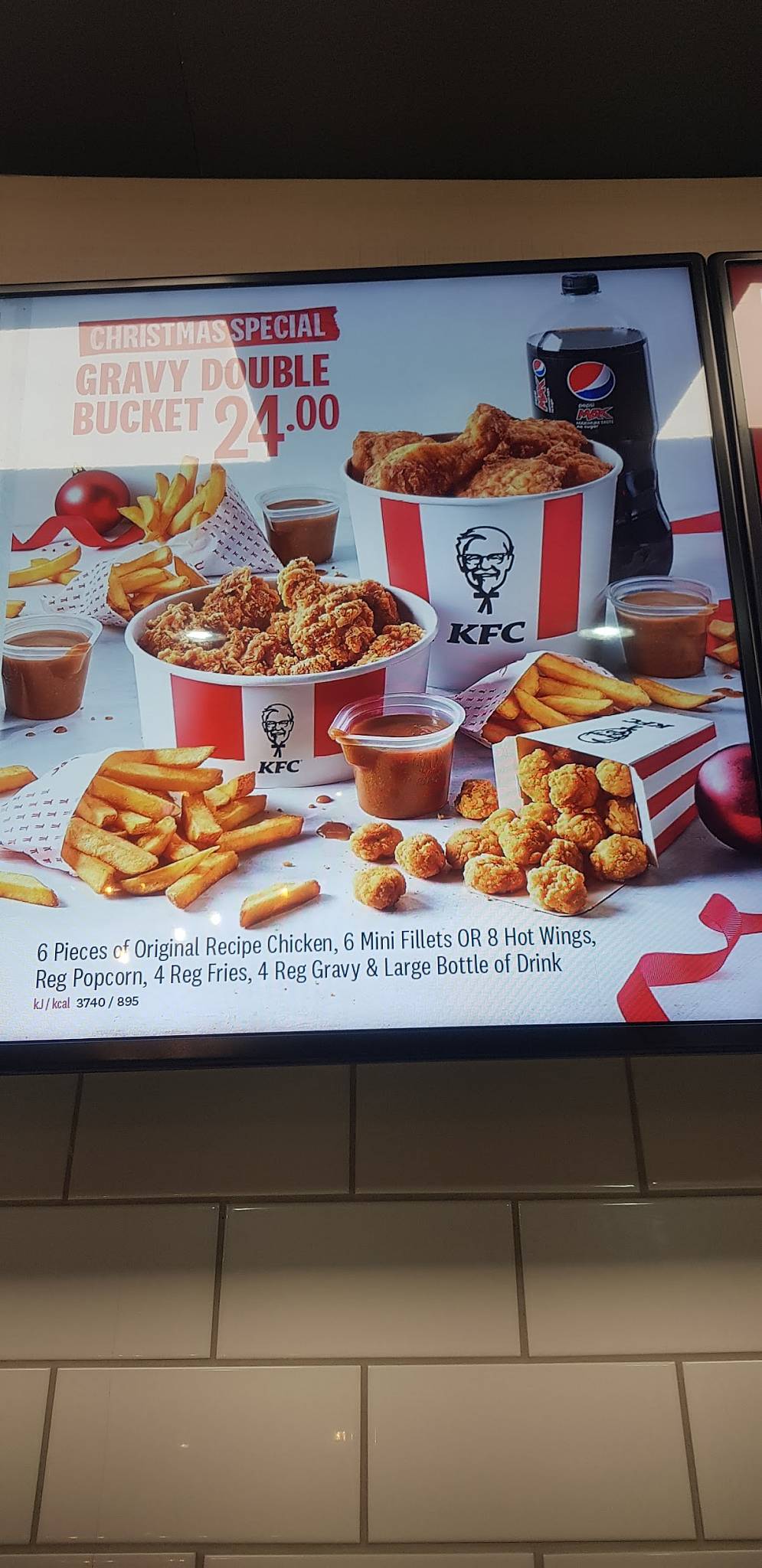 Menu at KFC restaurant, Cavan, Lakeland Retail Park