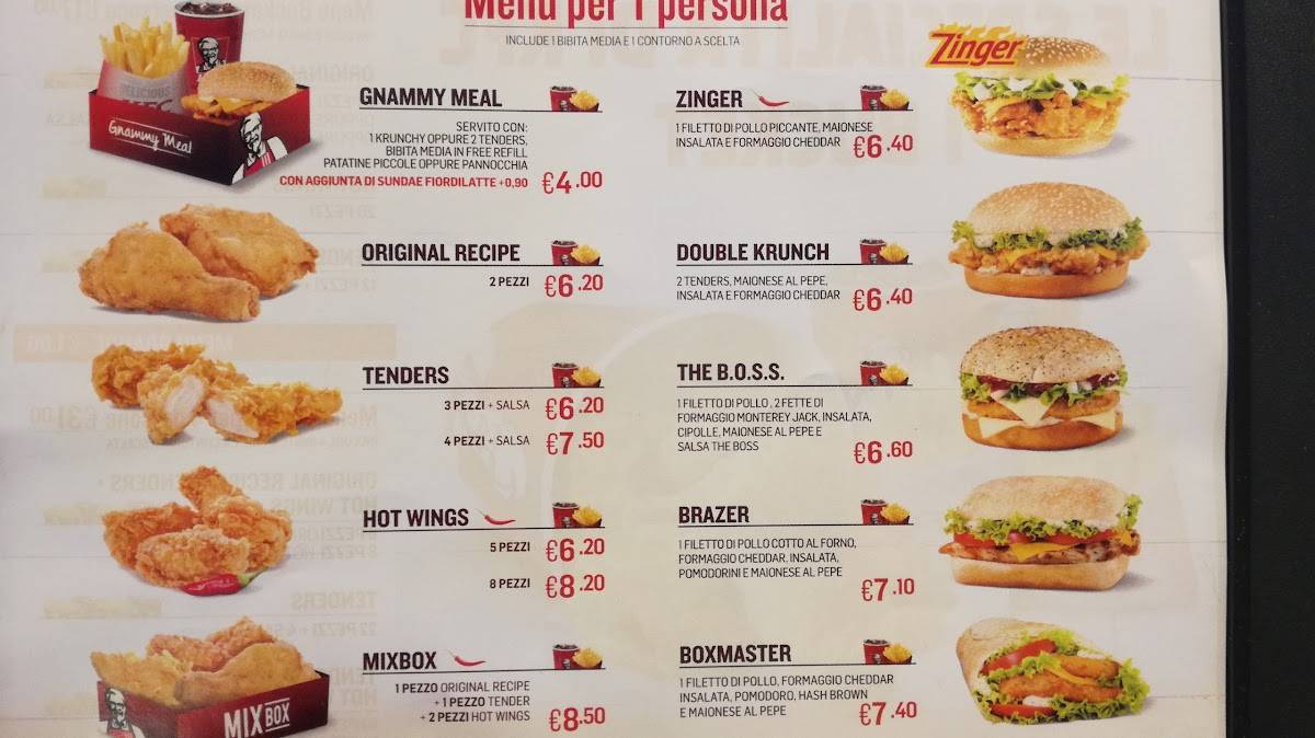 Menu at KFC Drive Cremona - C.C. CremonaDue restaurant, Italy, Via ...