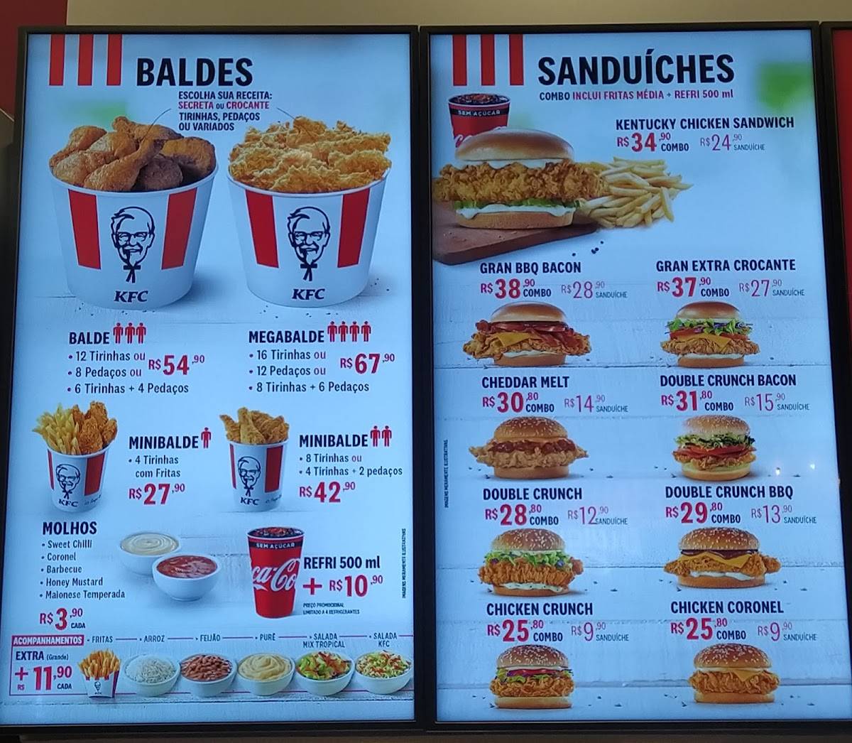 Menu Em Kfc Kentucky Fried Chicken Restaurante Foz Do Iguaçu