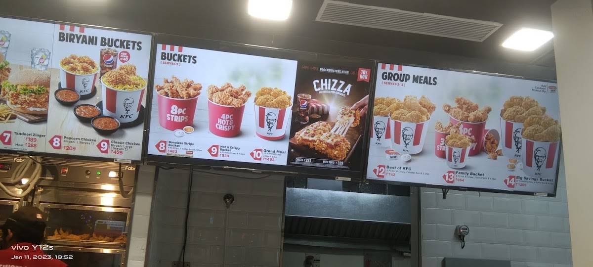 Menu at KFC, Kochi, SMGRRA-1