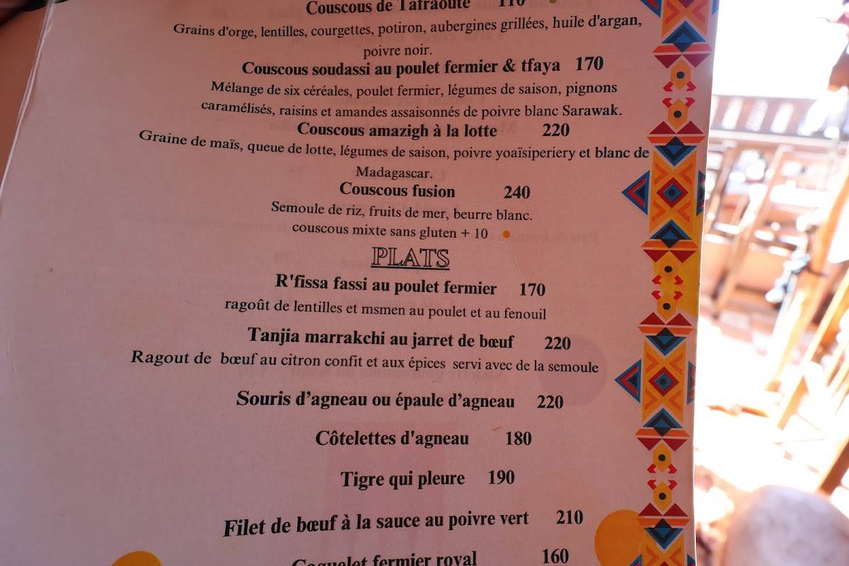 Menu au KSOU Restaurant Rooftop, Essaouira