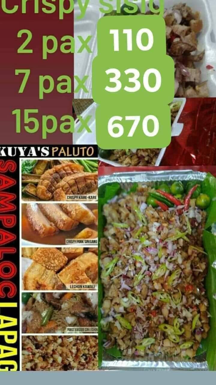 Menu at KUYA'S PALUTO AND CHICKEN WINGS/SILOG restaurant, Manila