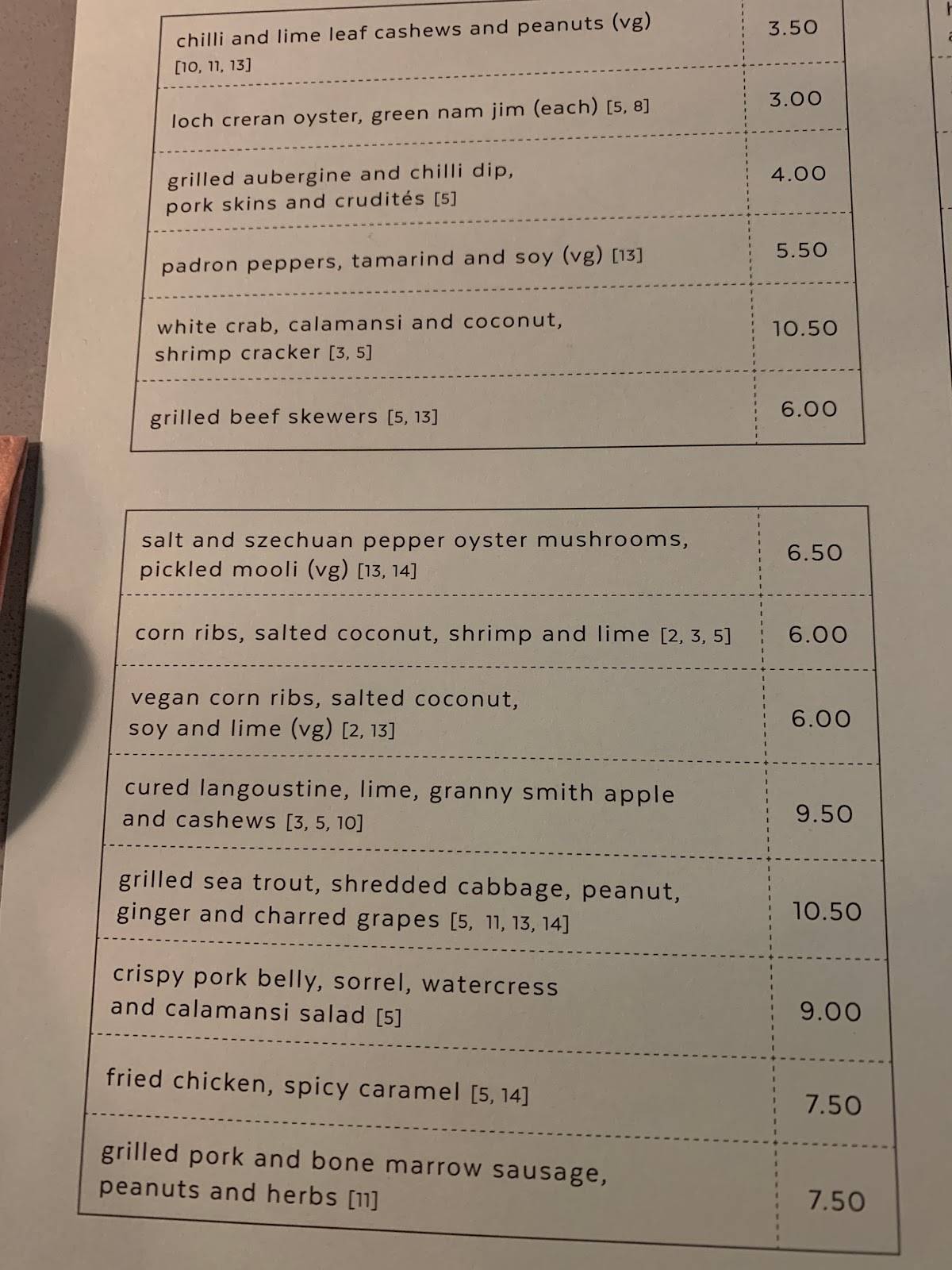 Menu at Ka Pao Glasgow restaurant, Glasgow