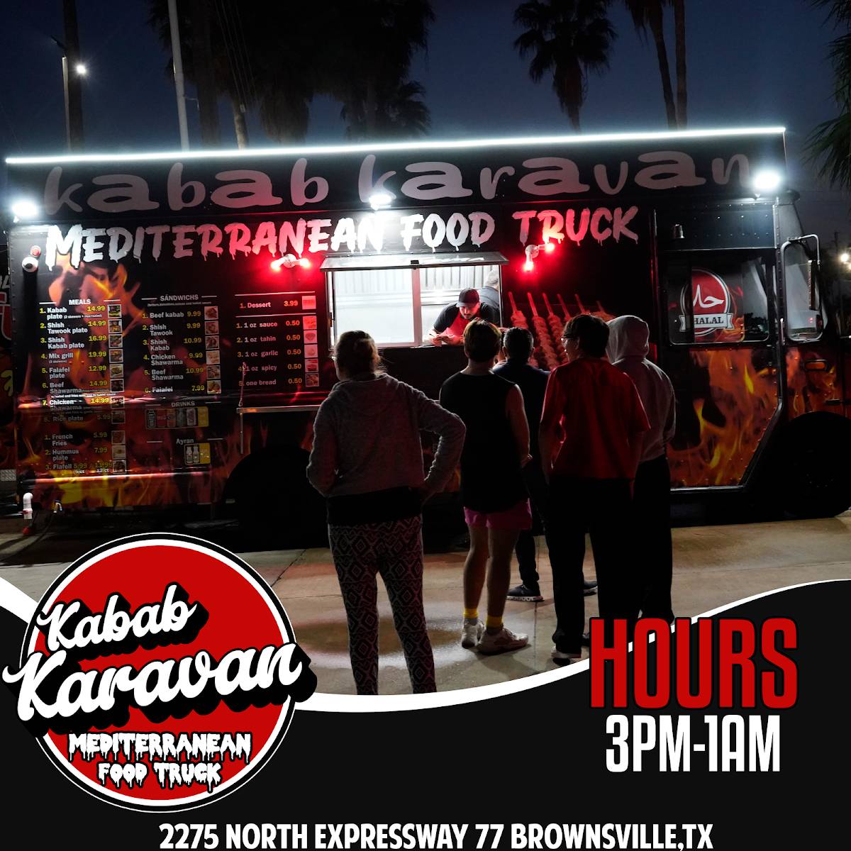 Menu at Kabab karavan Mediterranean food truck restaurant, Brownsville