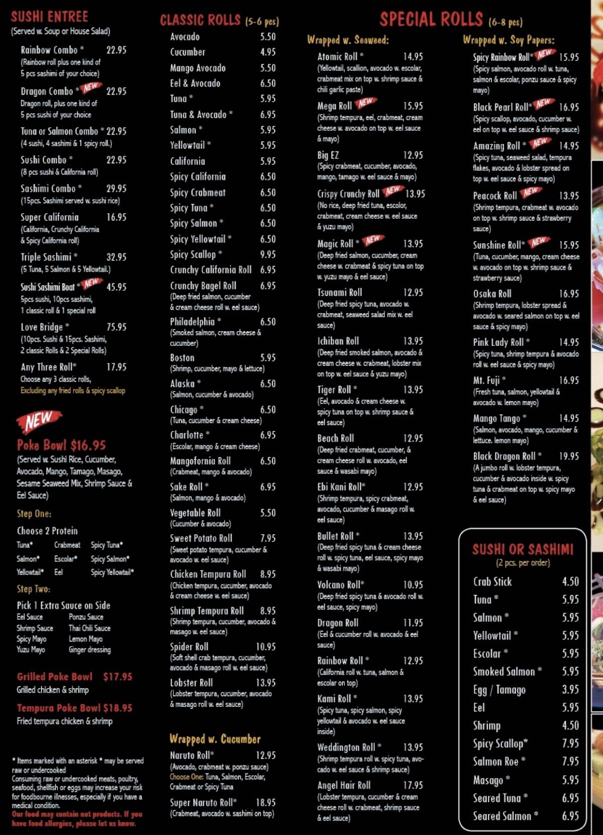 Menu at Kami Chinese Thai & Sushi restaurant, Wesley Chapel
