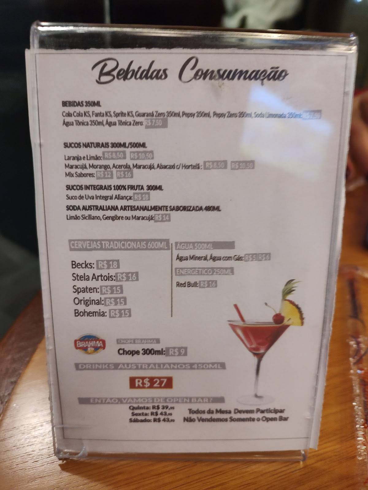 Menu at Bentos Savassi restaurant, Belo Horizonte, R. Alagoas