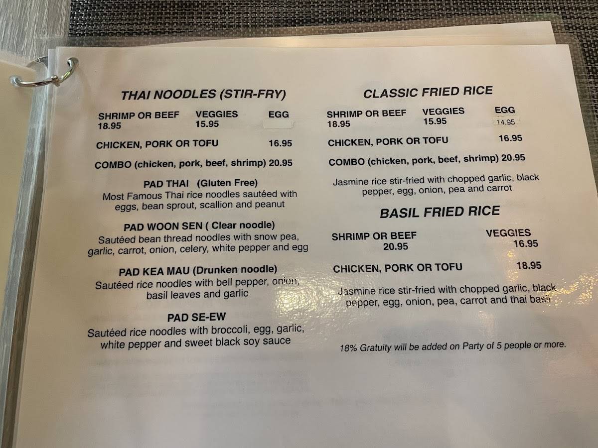 Menu at Kan’s Thai Kitchen restaurant, Fort Lauderdale