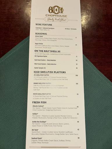 Menu at 801 Chophouse pub & bar, Kansas City