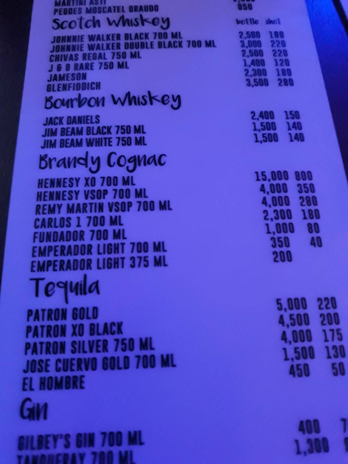 Menu at Kanto pub & bar, Davao City