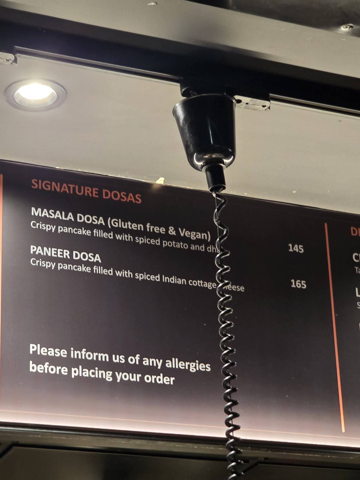 Menu at Kapoochka restaurant, Cape Town