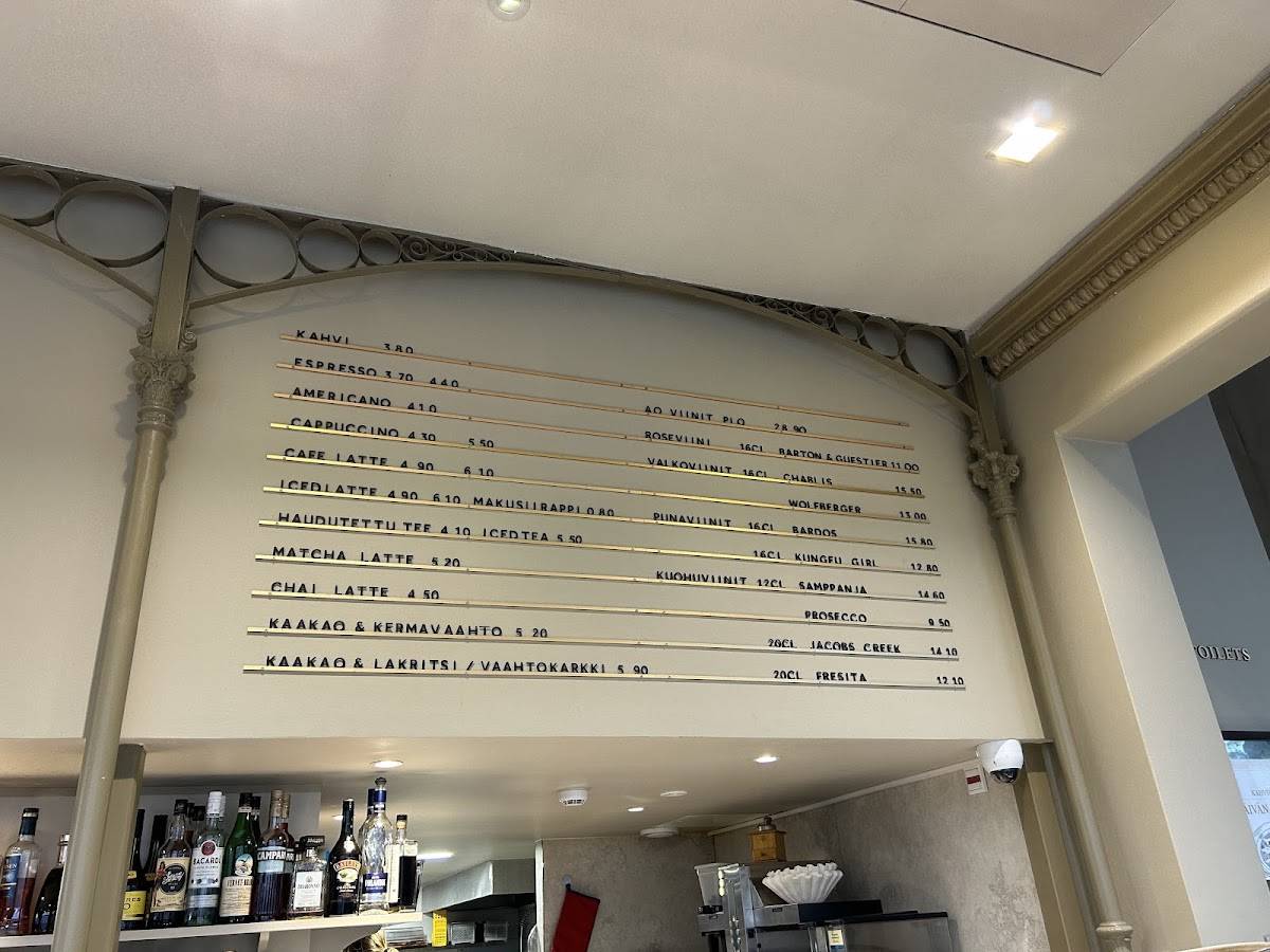 Menu at Kappeli restaurant, Helsinki, Eteläesplanadi 1