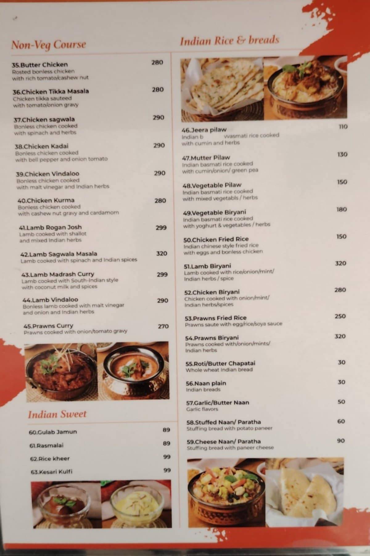 Menu at Karan Cafe Indian Food, Hua Hin, Near Dusitd2 Hotel