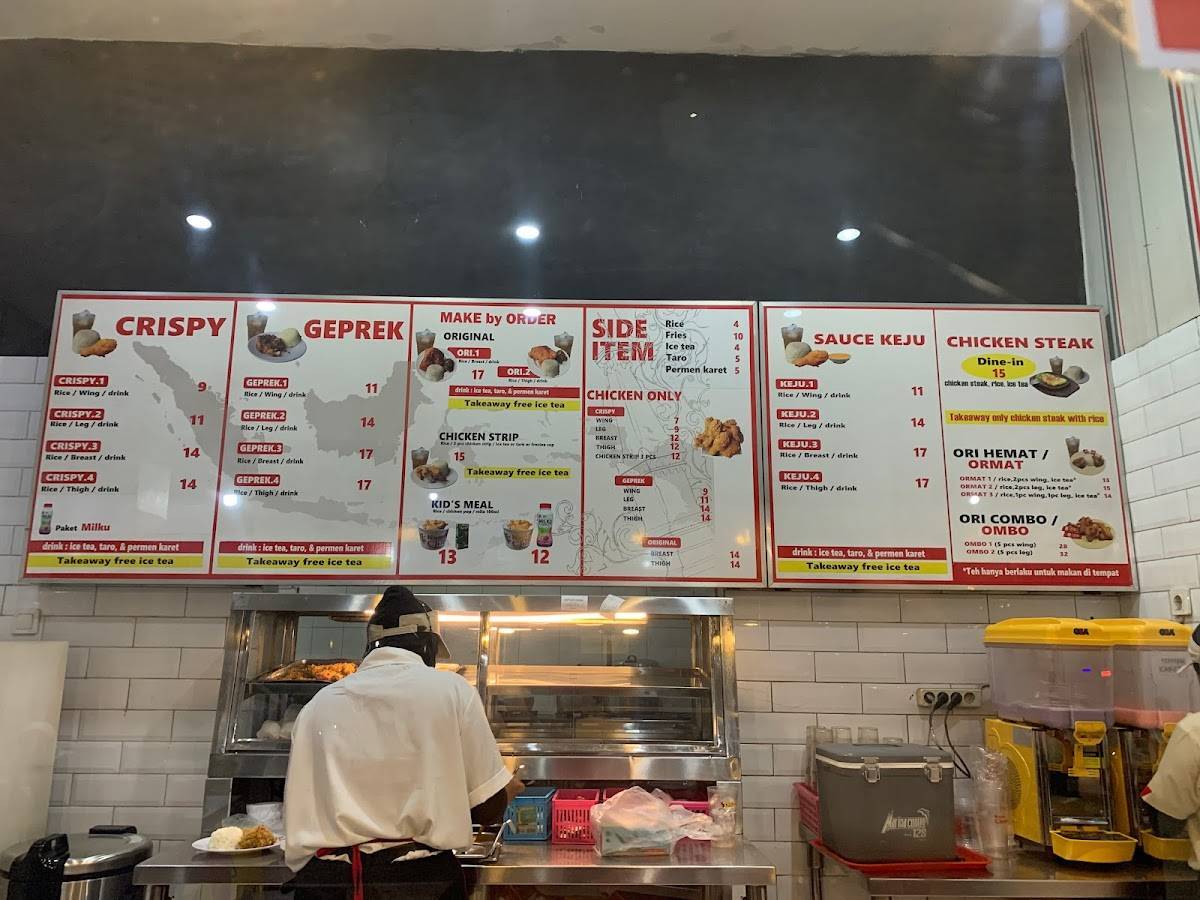 Carta del restaurante Karen Chicken, Tamanmartani