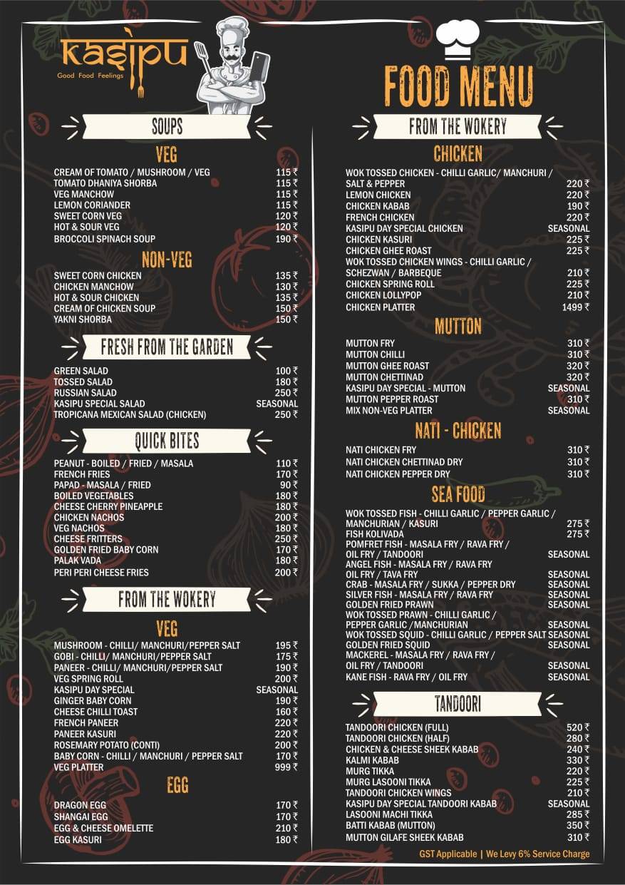 Menu at Kasipu Resto-Bar, Bengaluru, #35/9
