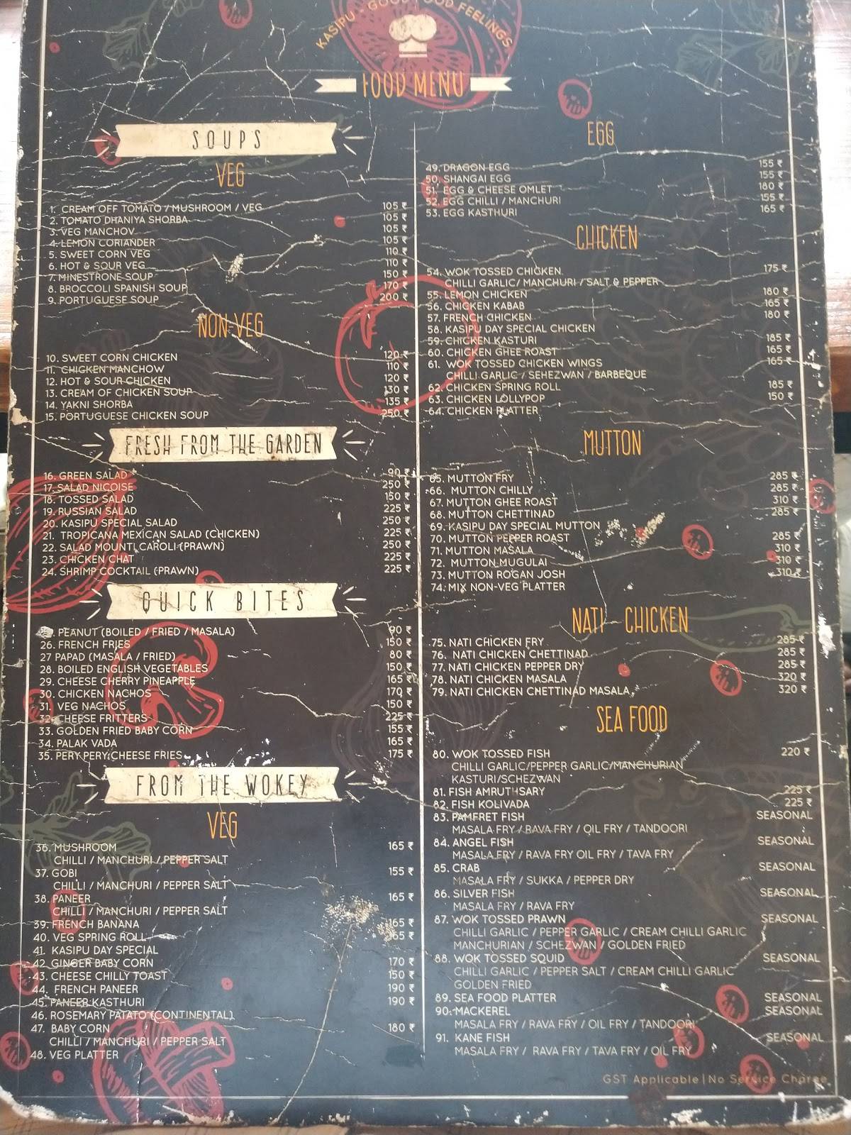 Menu at Kasipu Resto-Bar, Bengaluru, #35/9