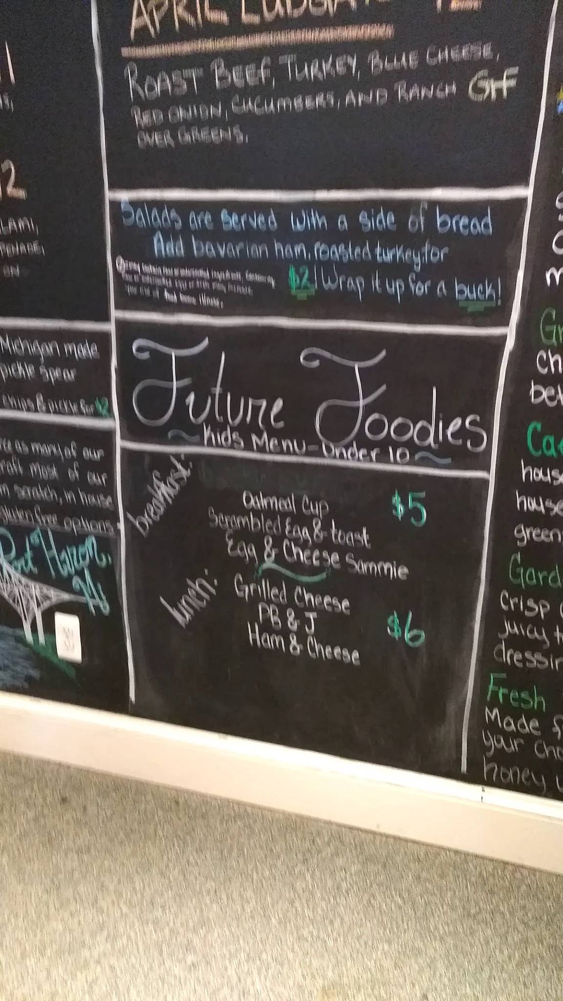 Menu at Kate's Downtown cafe, Port Huron