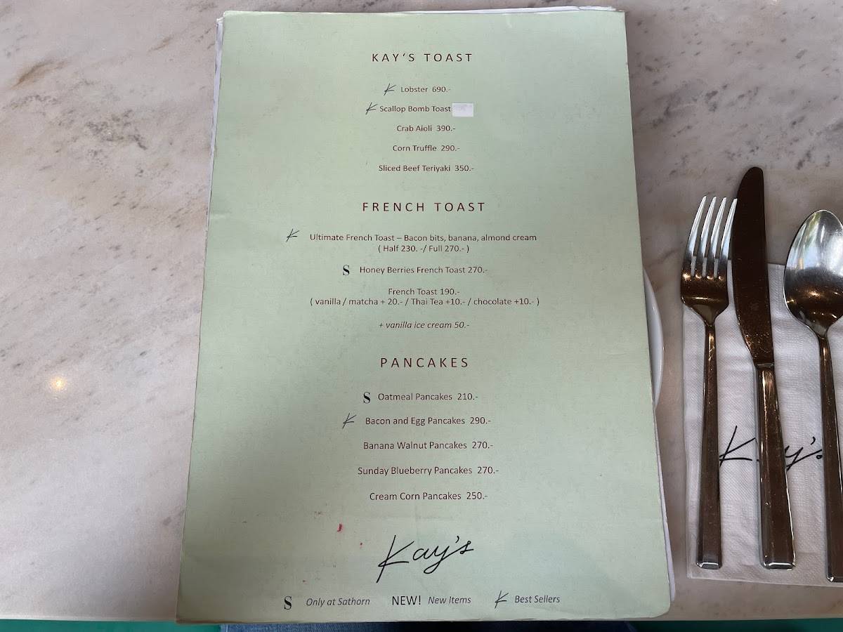 Carta del restaurante Kay's Sathorn, Bangkok