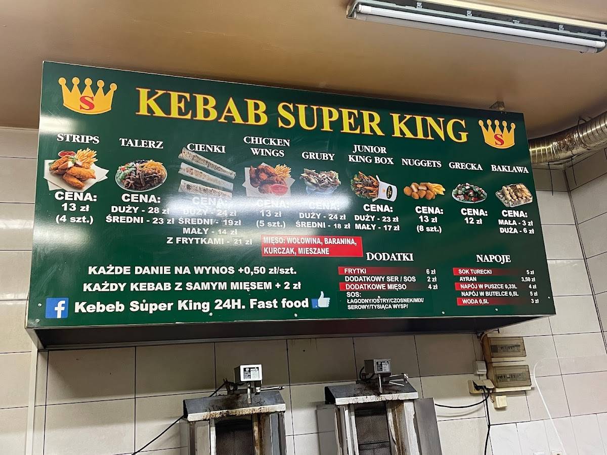 Menu at Kebab Super King, Bialystok, Bolesława Chrobrego 1d/9