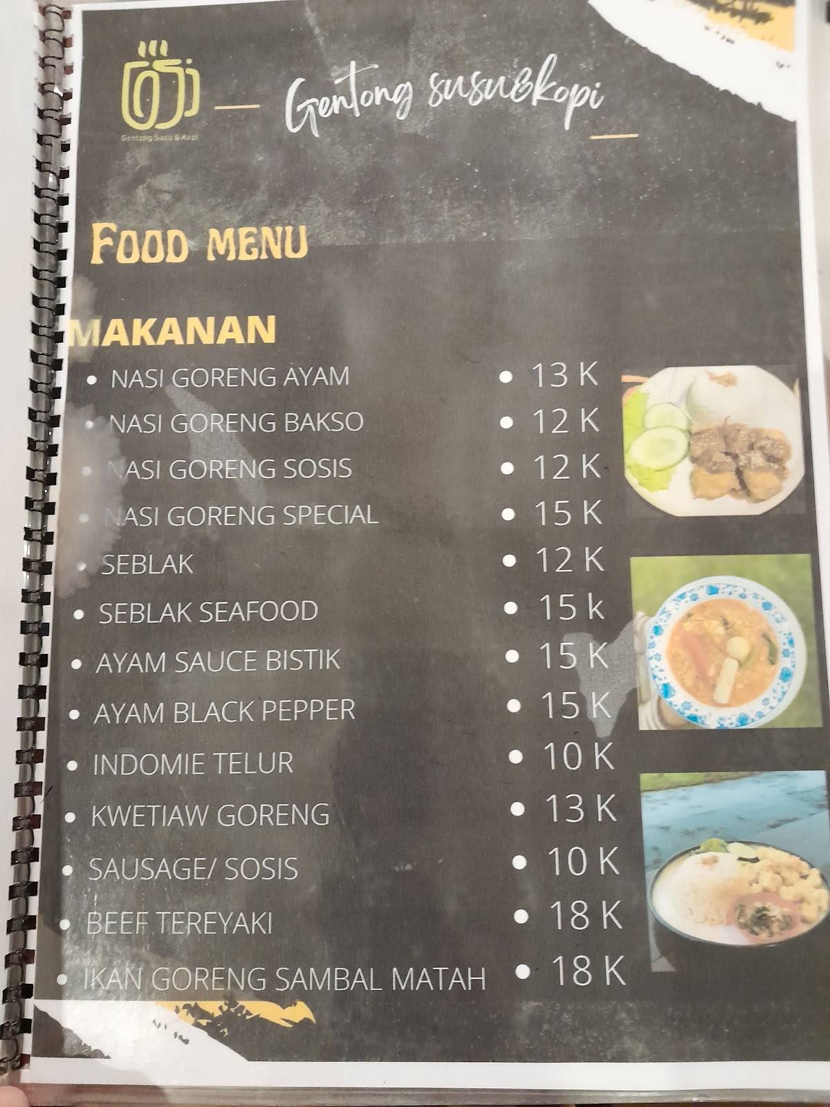 Menu at Kedai Gentong Susu & Kopi 2, Indonesia