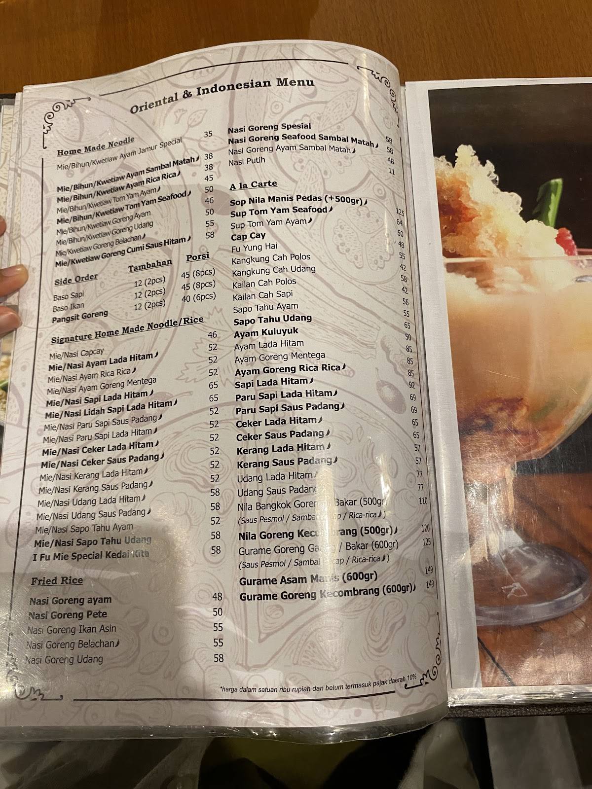 Menu at Kedai Kita Bintaro restaurant, South Tangerang