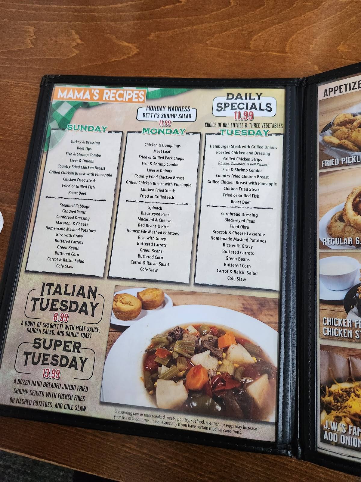 Menu at Kelley's Country Cookin’ restaurant, Houston, Park Pl Blvd