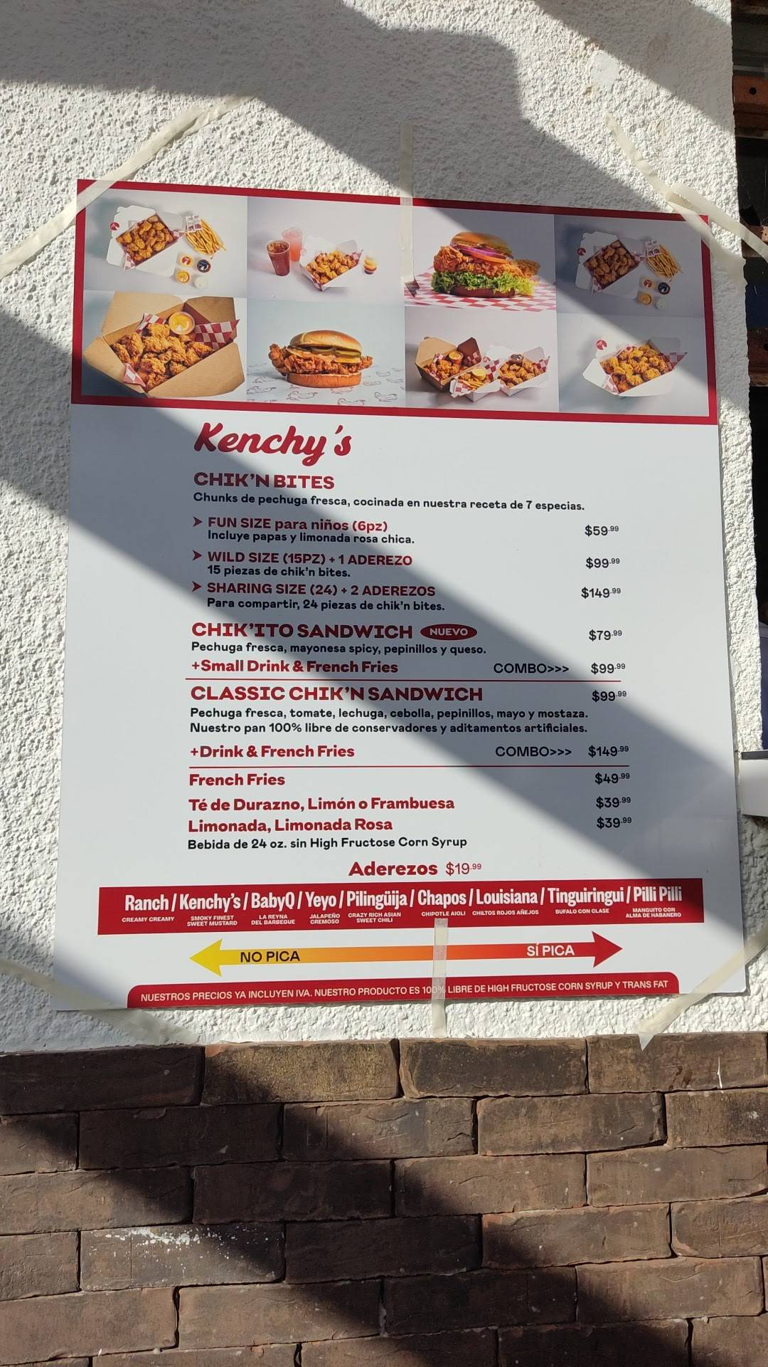 Menu at Kenchy's restaurant, Ciudad Juarez
