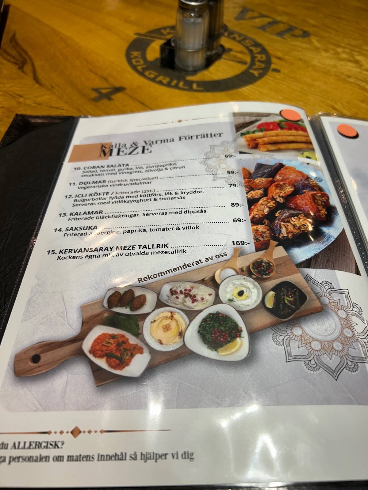 Menu at Kervansaray Kolgrill restaurant, Borås