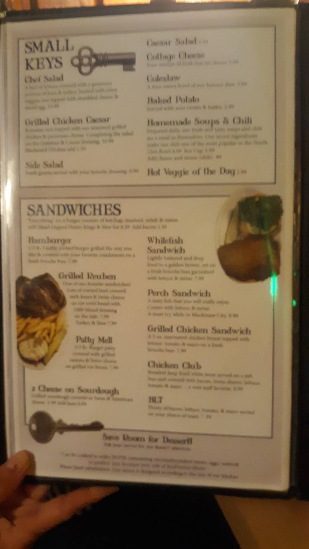 Menu at Keyhole Bar & Grill, Mackinaw City