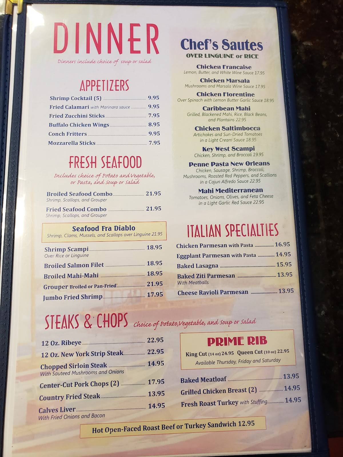 Menu at Key West Diner restaurant, Stuart, NW Federal Hwy