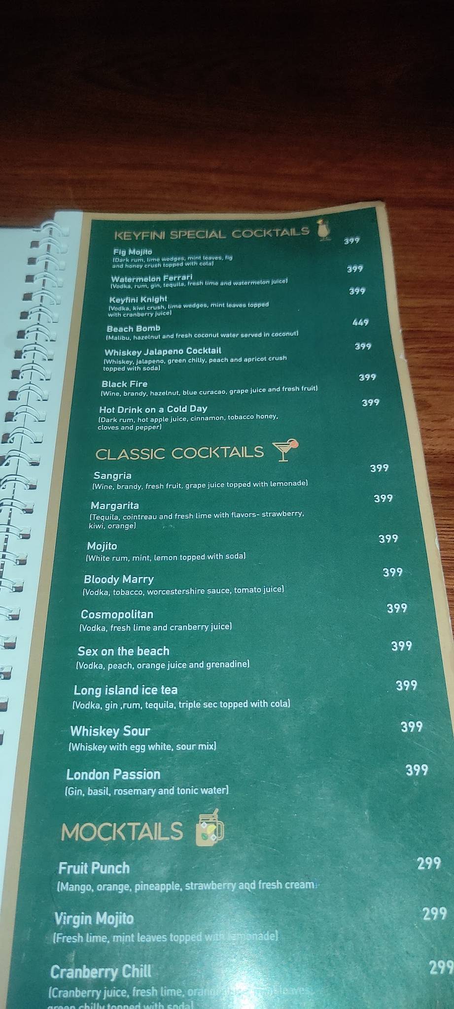 Menu at Keyfini Celebration Park, Nashik