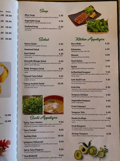 Menu at Kiko Japanese Cuisine restaurant, Winter Springs