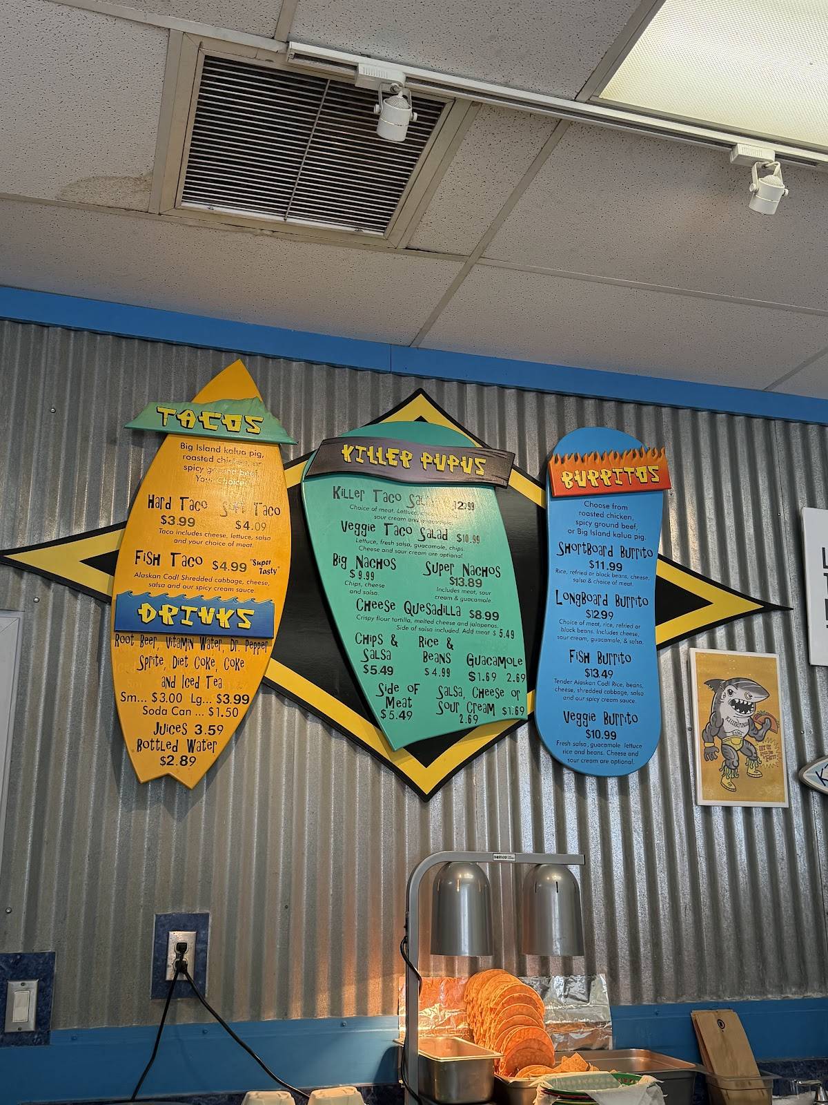 Menu at KillerTacos restaurant, Kailua-Kona