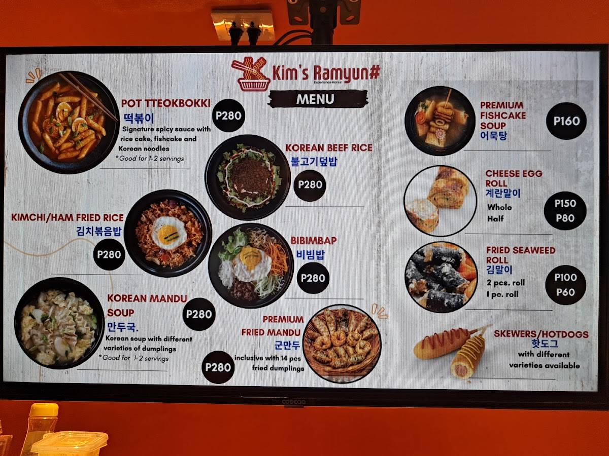 Menu at Kim's Ramyun#13 Ever Gotesco restaurant, Quezon City