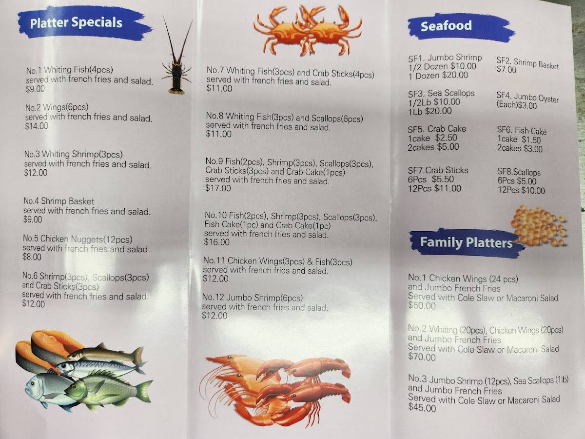 Menu at Kim's Seafood restaurant, Philadelphia, Windrim Ave