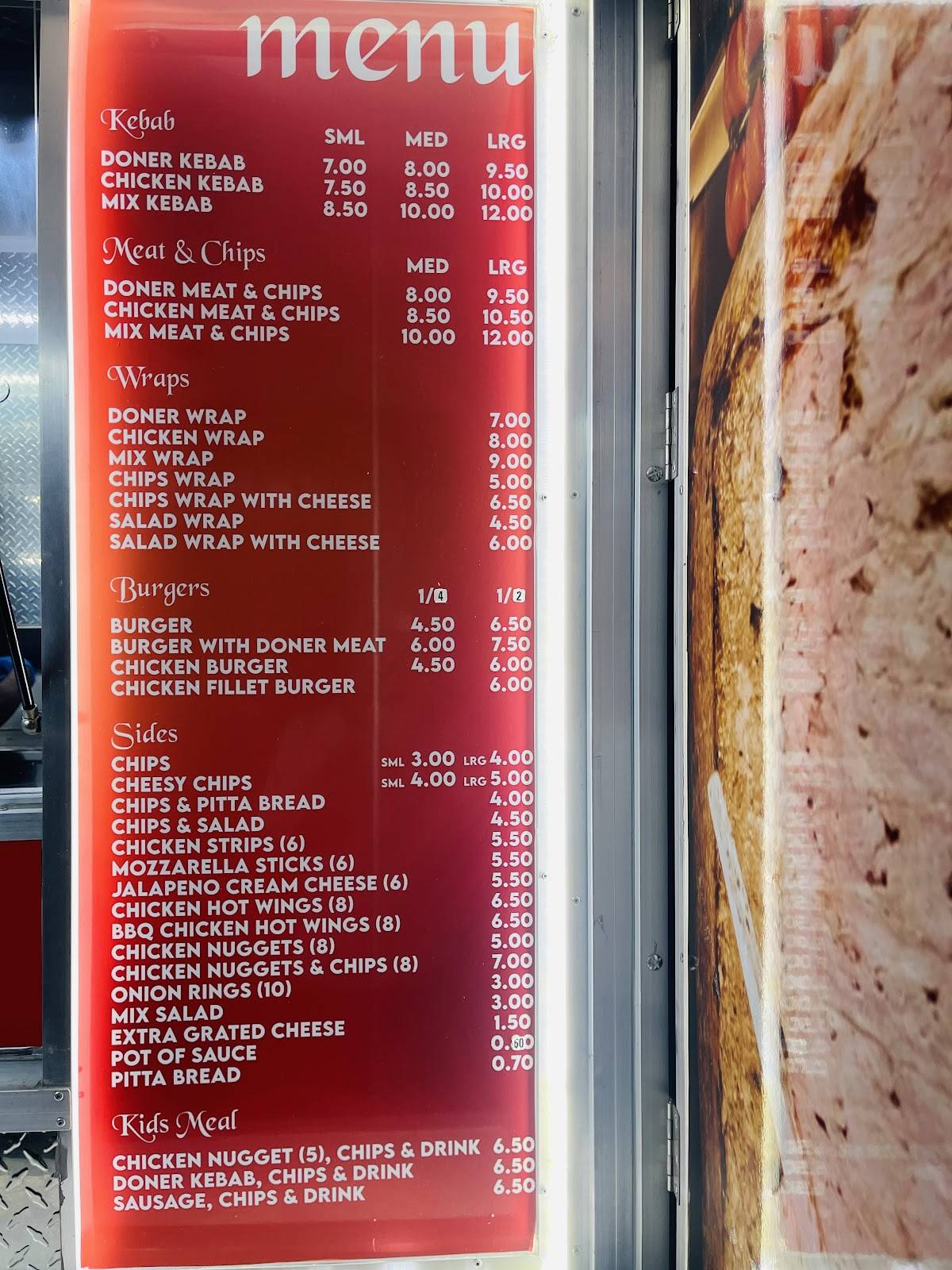 Menu at King Kebab Van Cirencester, Cirencester