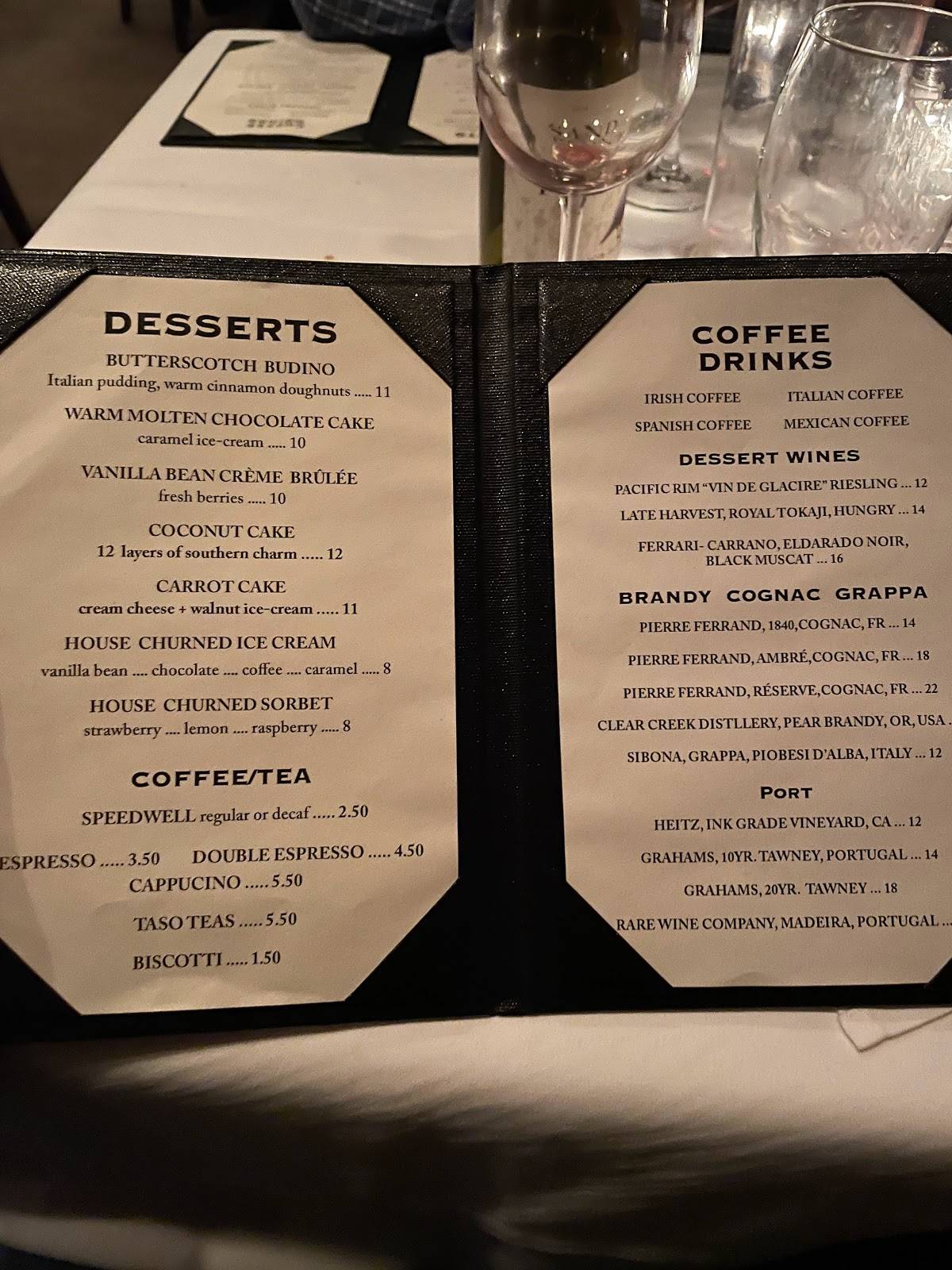 Menu at Solstice restaurant, Kingston