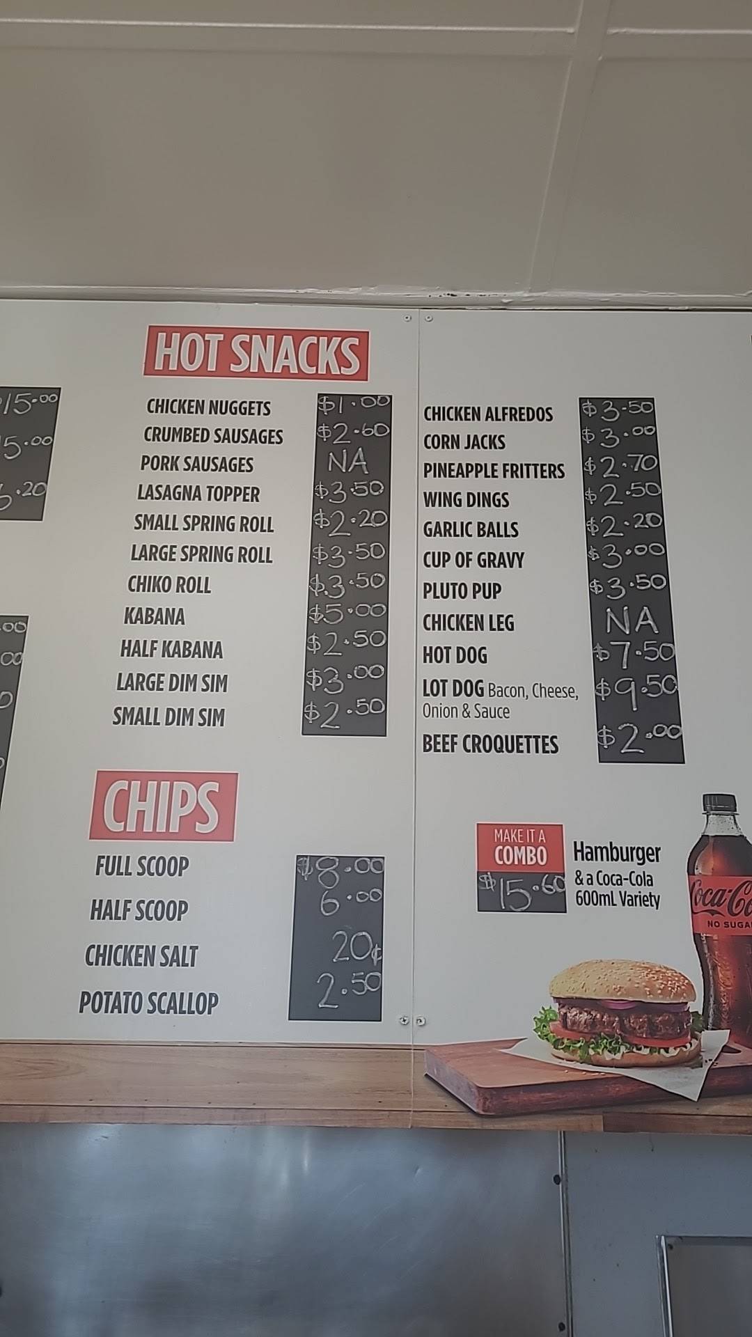 Menu at Take-A-Break Burger Bar, Kirwan