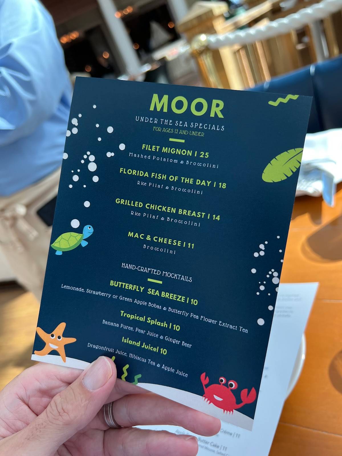 Menu at MOOR restaurant, Kissimmee