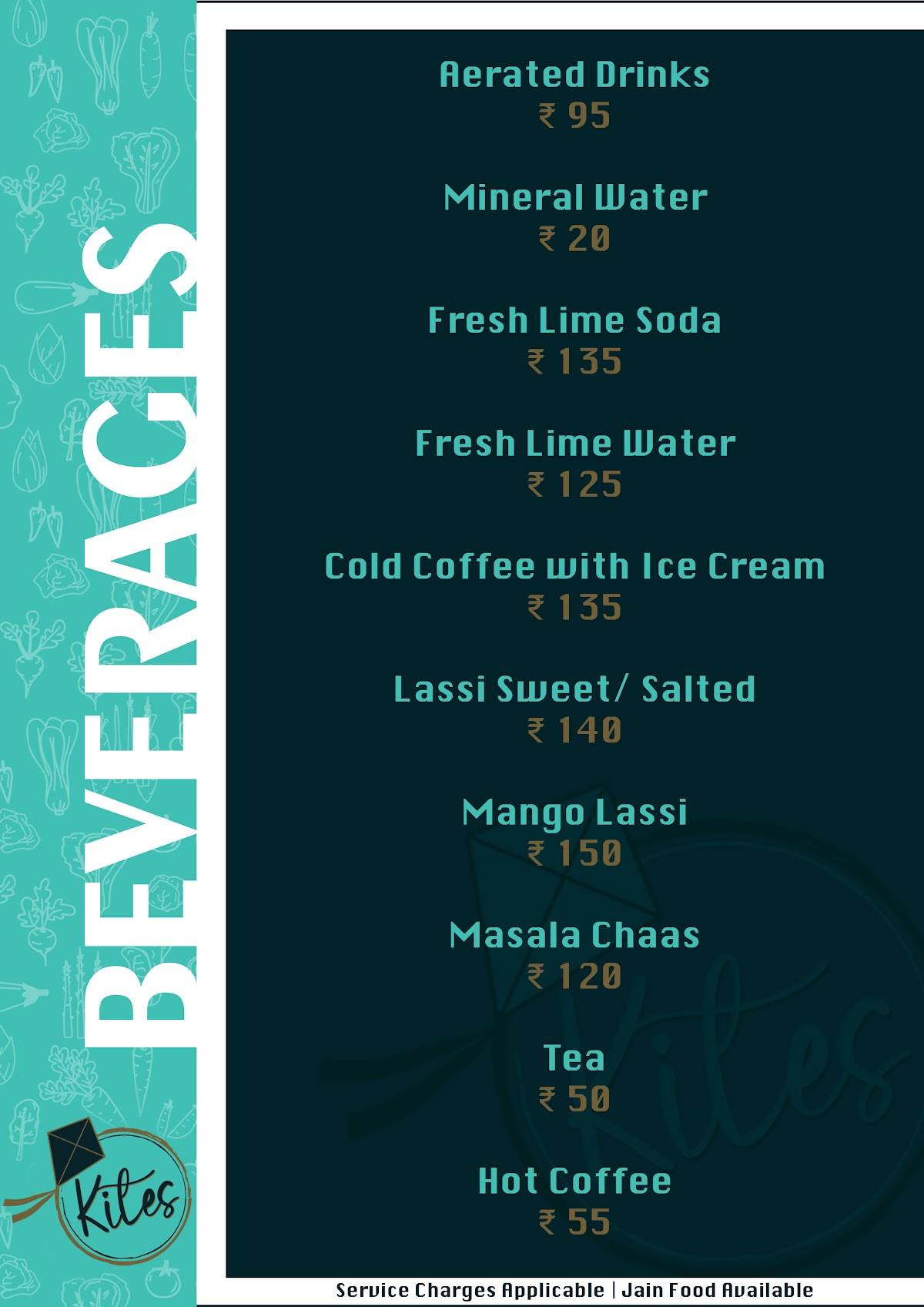 Menu at Kites, Chennai