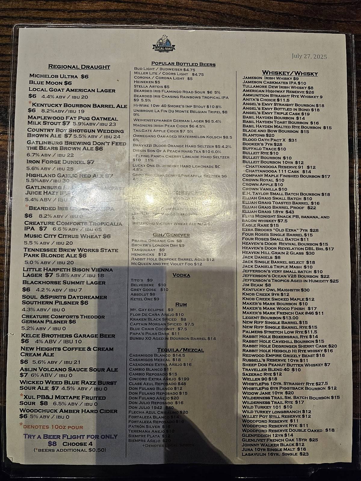 Menu at Local Goat - New American Restaurant Pigeon Forge, Pigeon Forge