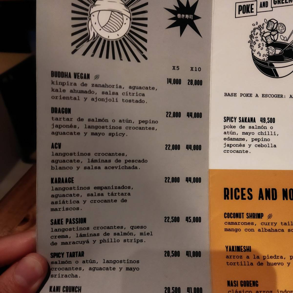 Carta del restaurante Ko Asian Kitchen, Bogotá