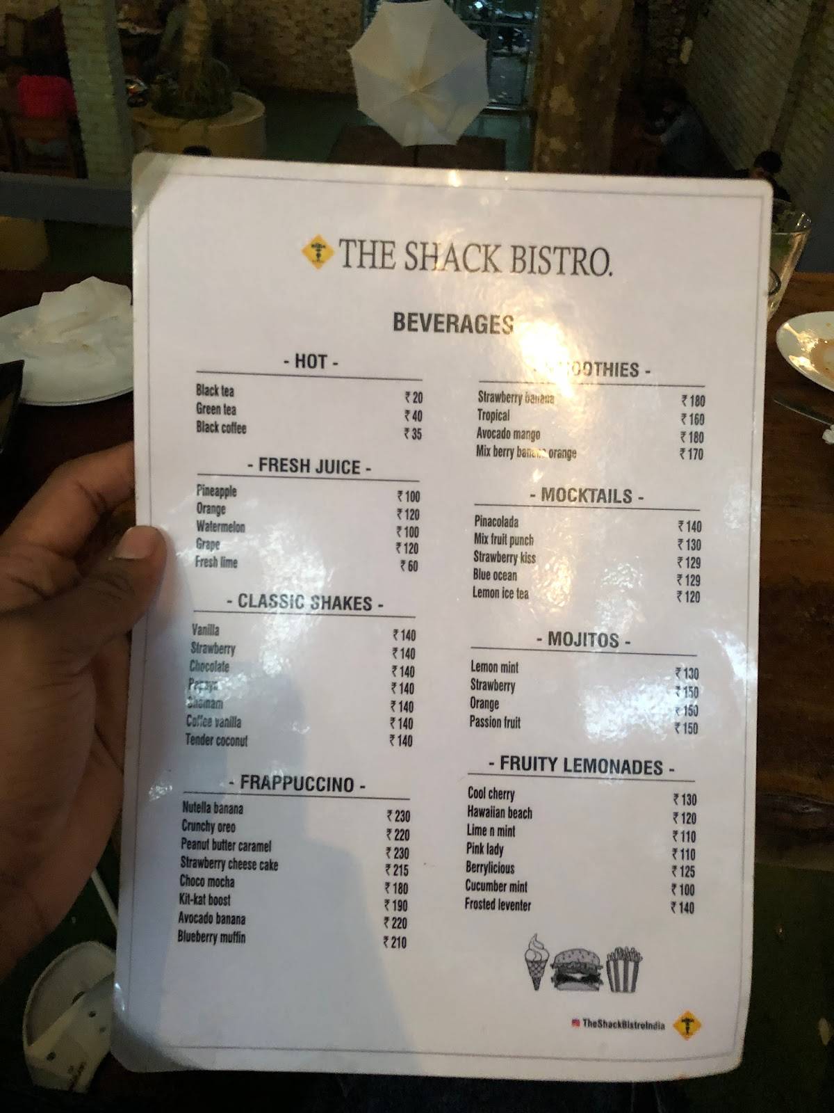 Menu at The Shack Bistro, Kakkanad