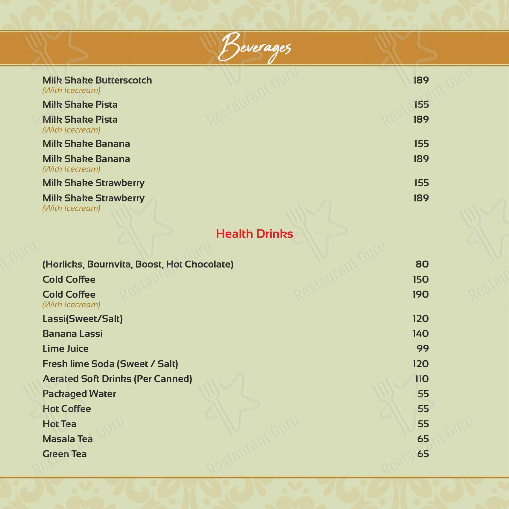 Menu at Aromas of Kodai - A Multicuisine Restaurant, Kodaikanal