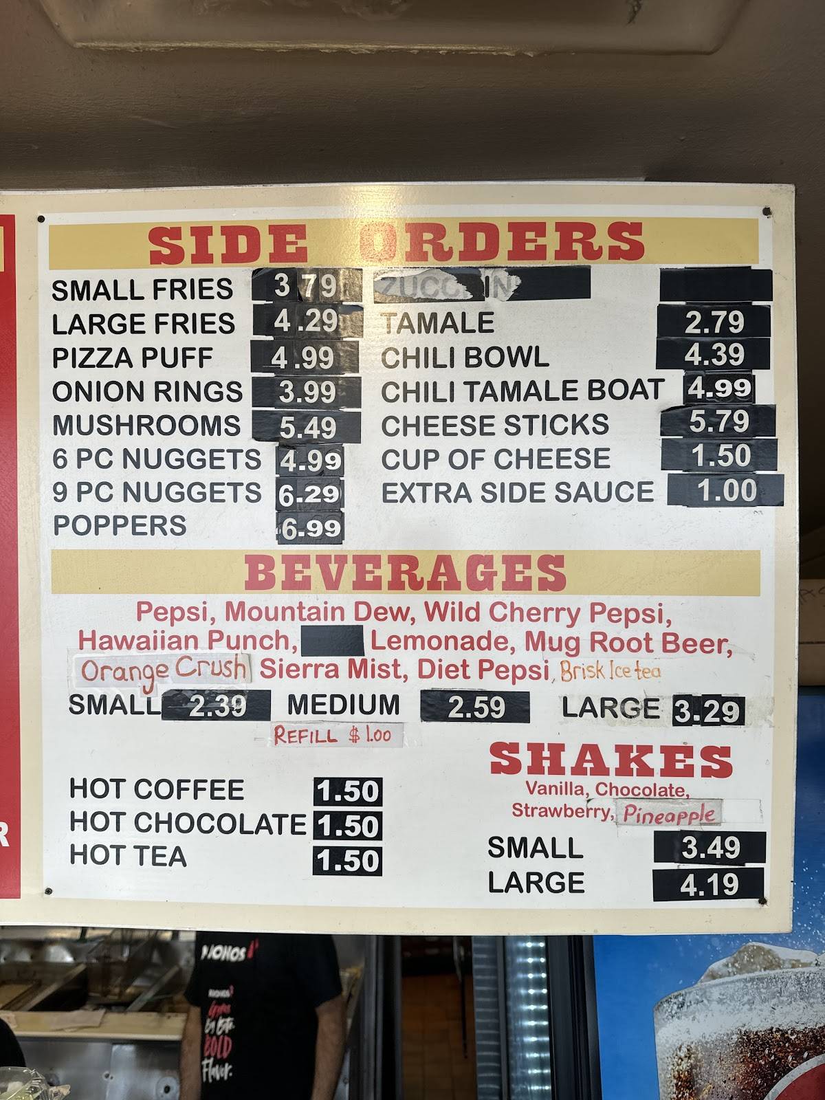 Menu at Kojak Drive-In Inc restaurant, Burbank