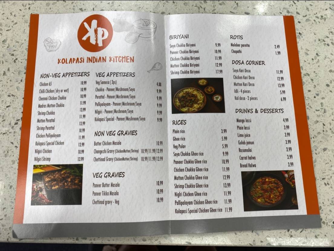 Menu at Kolapasi Indian Kitchen - Toronto restaurant, Toronto