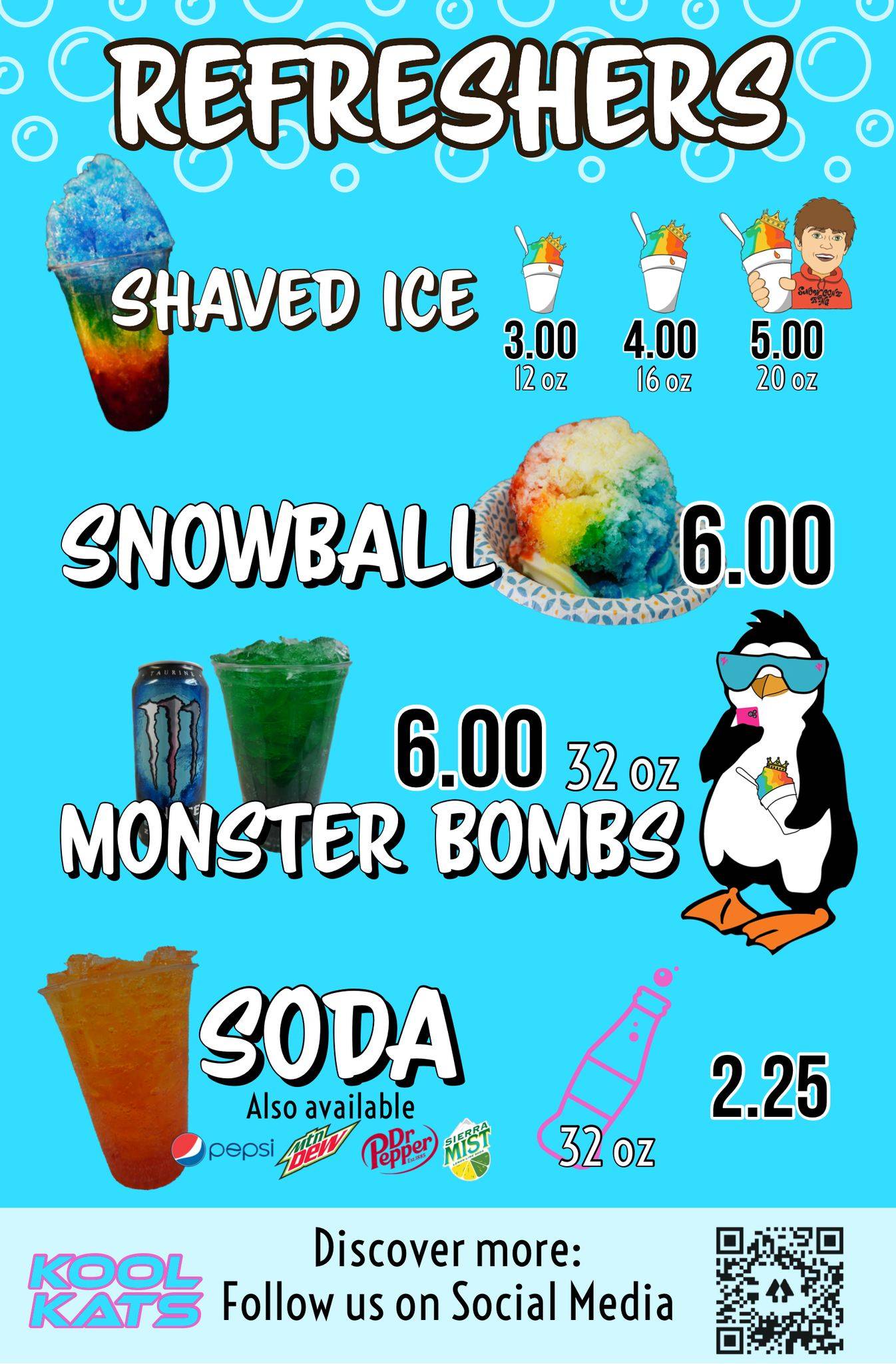 Menu at Kool Kats desserts, Maryville