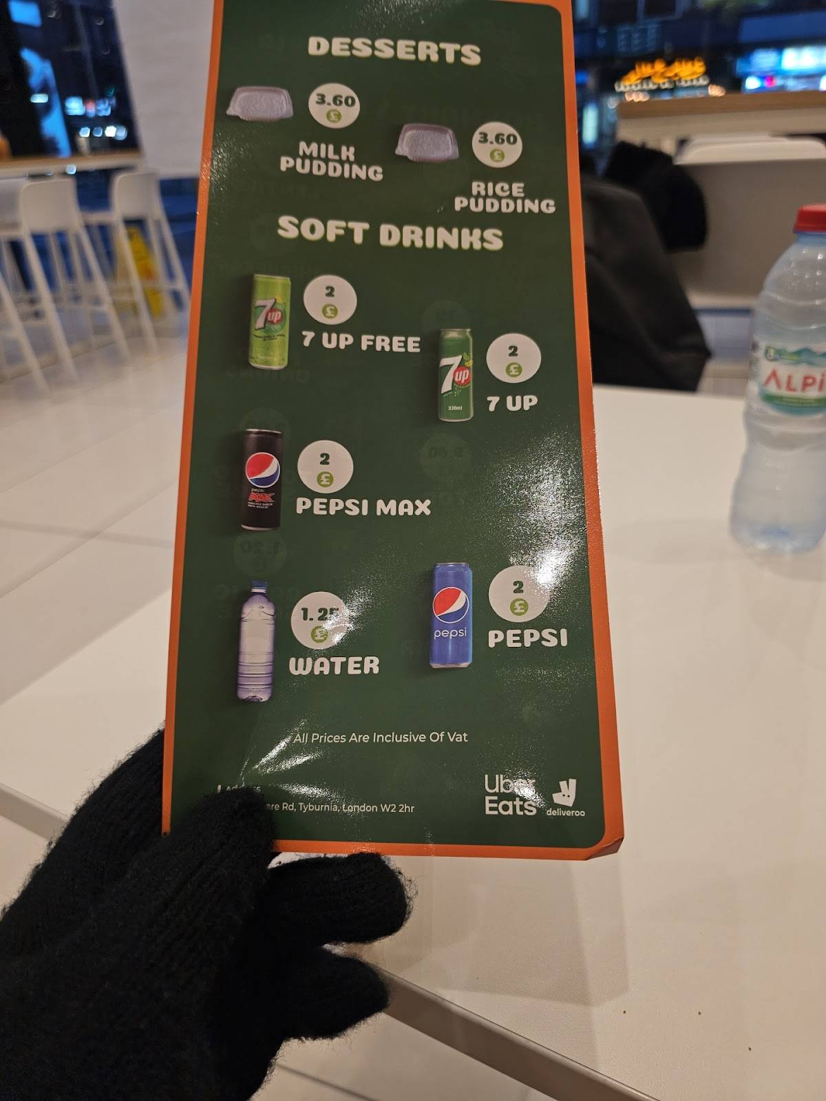 Menu at Koshary El Tahrir restaurant, London